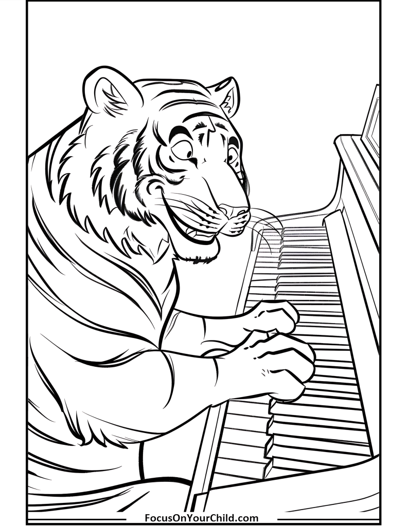 Adorable Tiger Coloring Pages for Kids