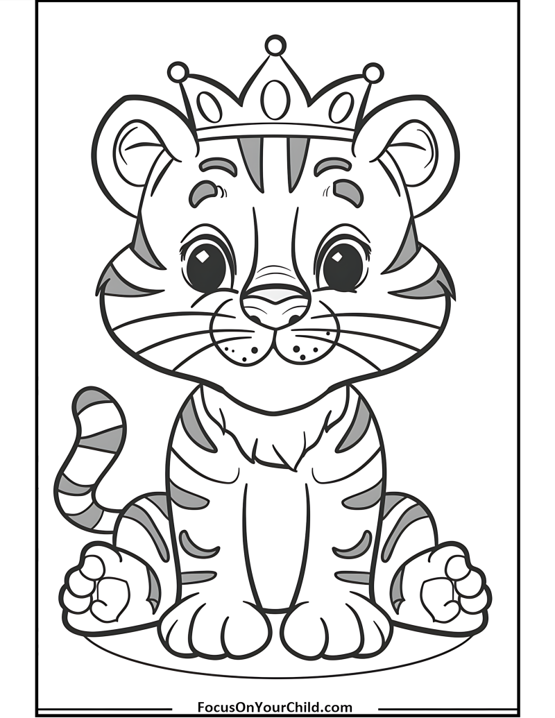Adorable Tiger Coloring Pages for Kids