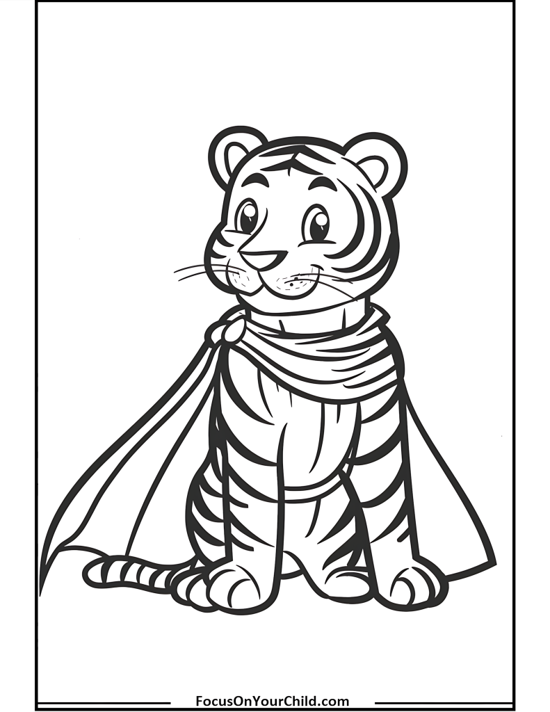 Adorable Tiger Coloring Pages for Kids