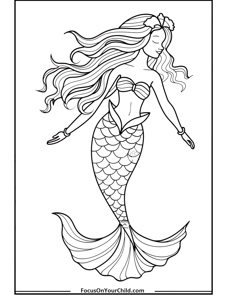 50+ Mermaid Coloring Pages (Free PDF Printables)